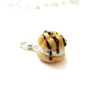 Cream Puff Charm, Miniature Food Jewelry, Polymer Clay Cream Puff ...