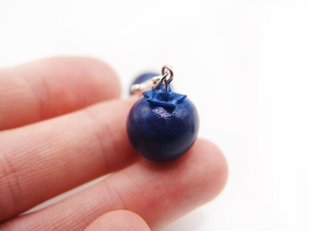 Juicy Blueberry Charm, Miniature Food Jewelry, Handmade Polymer Clay ...