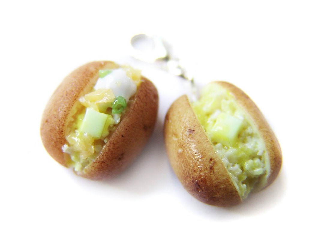 Baked Potato Charm, Polymer Clay Potato, Miniature Food Jewelry ...