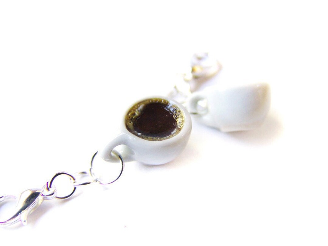 Coffee Charm, Miniature Food Jewelry, Polymer Clay Coffee, Coffee ...
