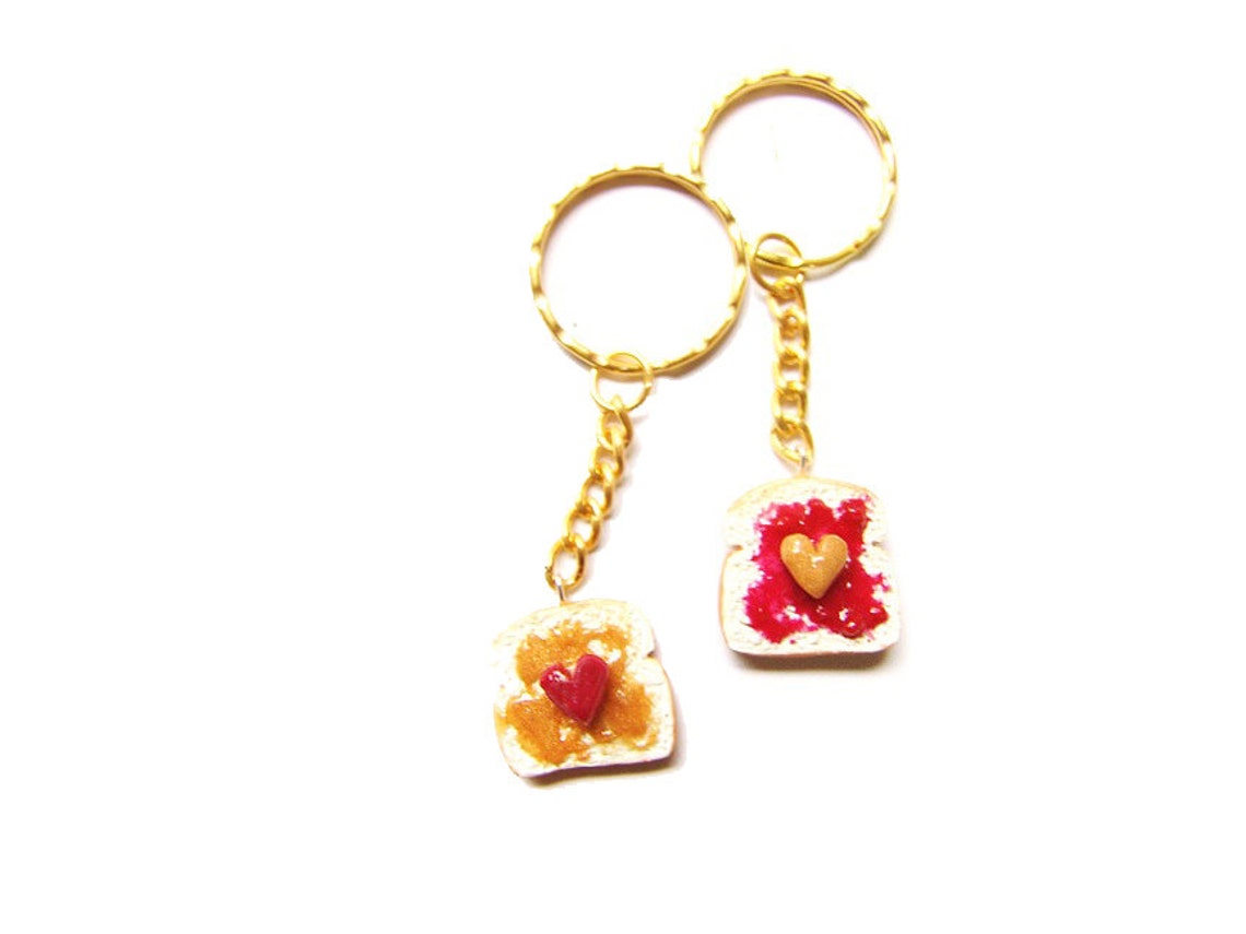 Peanut Butter and Strawberry Jelly Key Chains Polymer Clay | Etsy