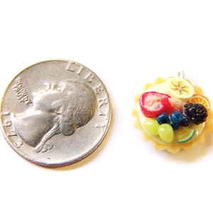 Fruit Tart Charm, Miniature Food Jewelry, Polymer Clay Fruit Tart ...