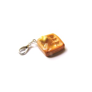 Buttery Syrup Waffle Charm - Miniature Food Jewelry - Polymer Clay ...