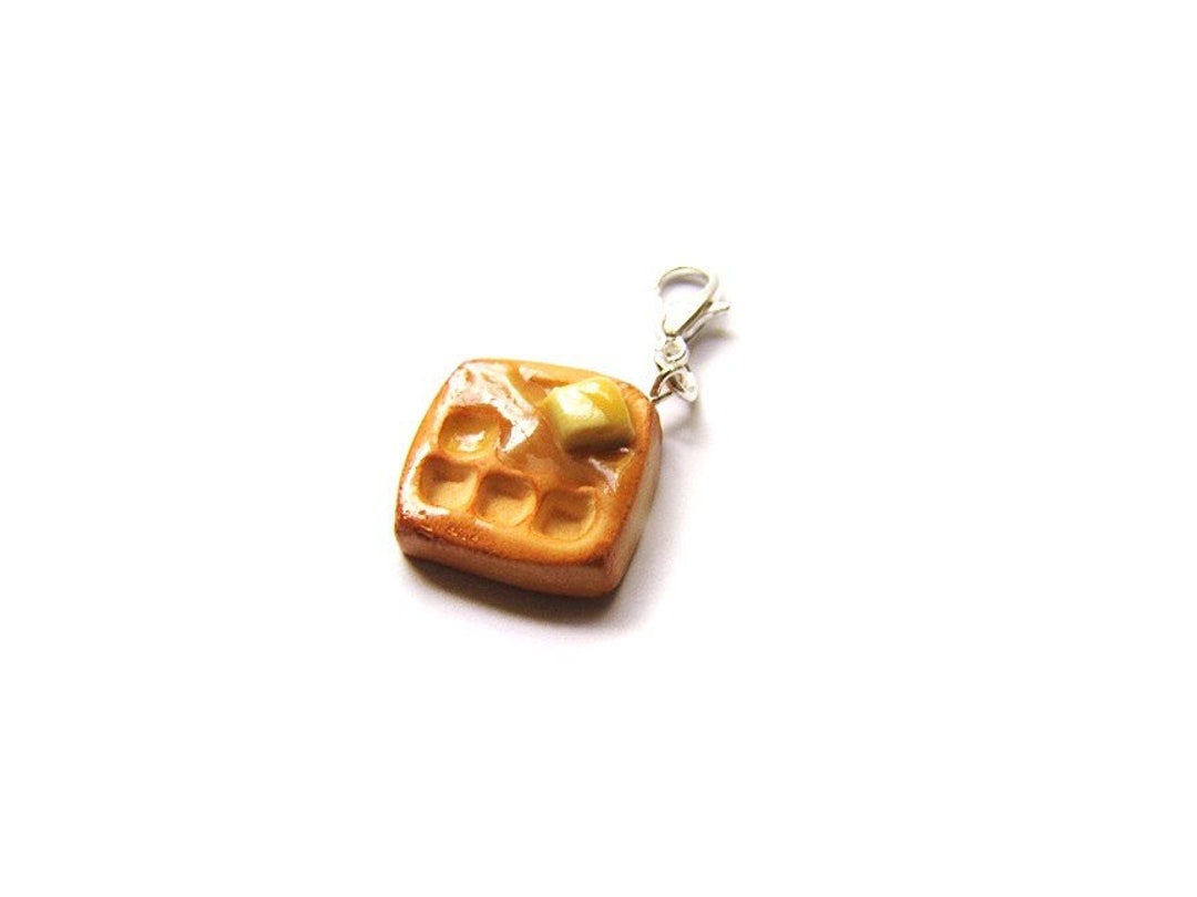 Buttery Syrup Waffle Charm - Miniature Food Jewelry - Polymer Clay ...