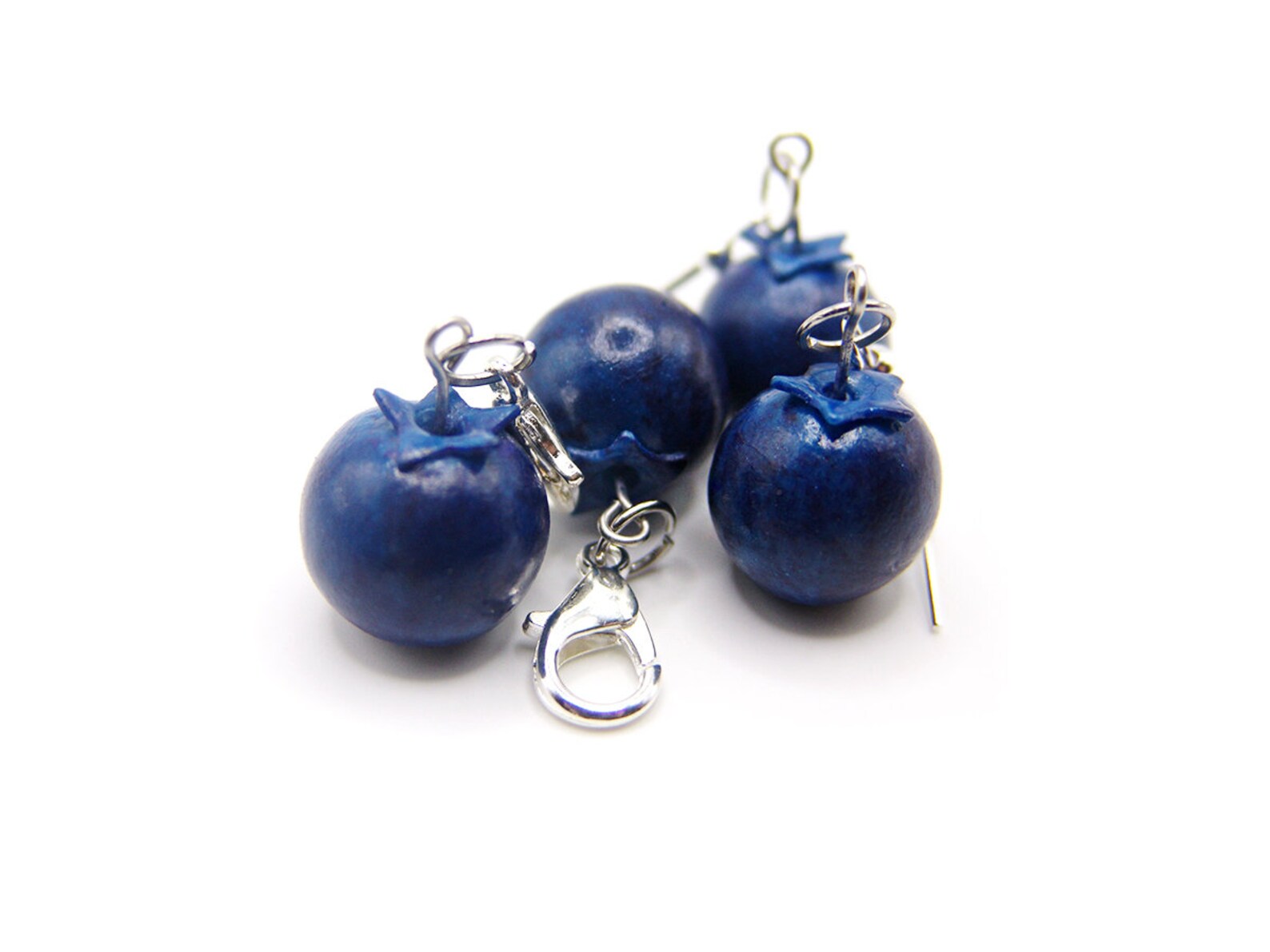 Juicy Blueberry Charm, Miniature Food Jewelry, Handmade Polymer Clay ...