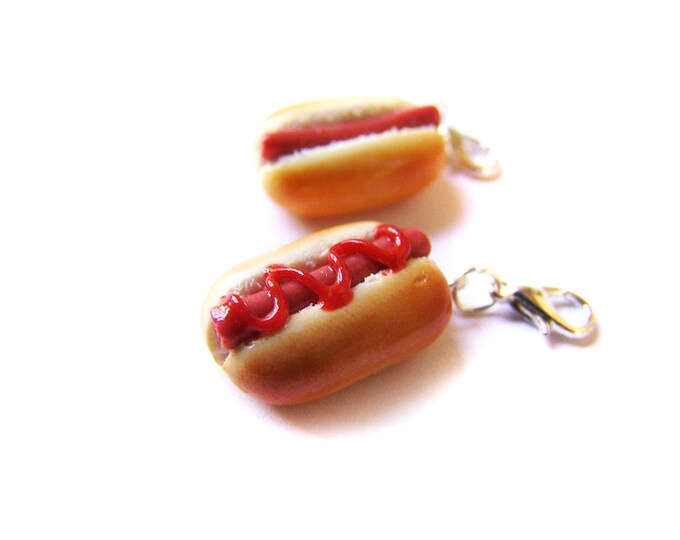 Classic Hotdog Charm Polymer Clay Hot Dog Miniature Food | Etsy