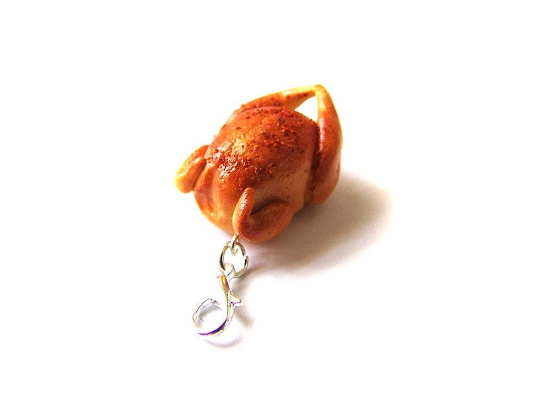 Thanksgiving Turkey Charm, Roast Turkey Pendant, Miniature Food Jewelry ...