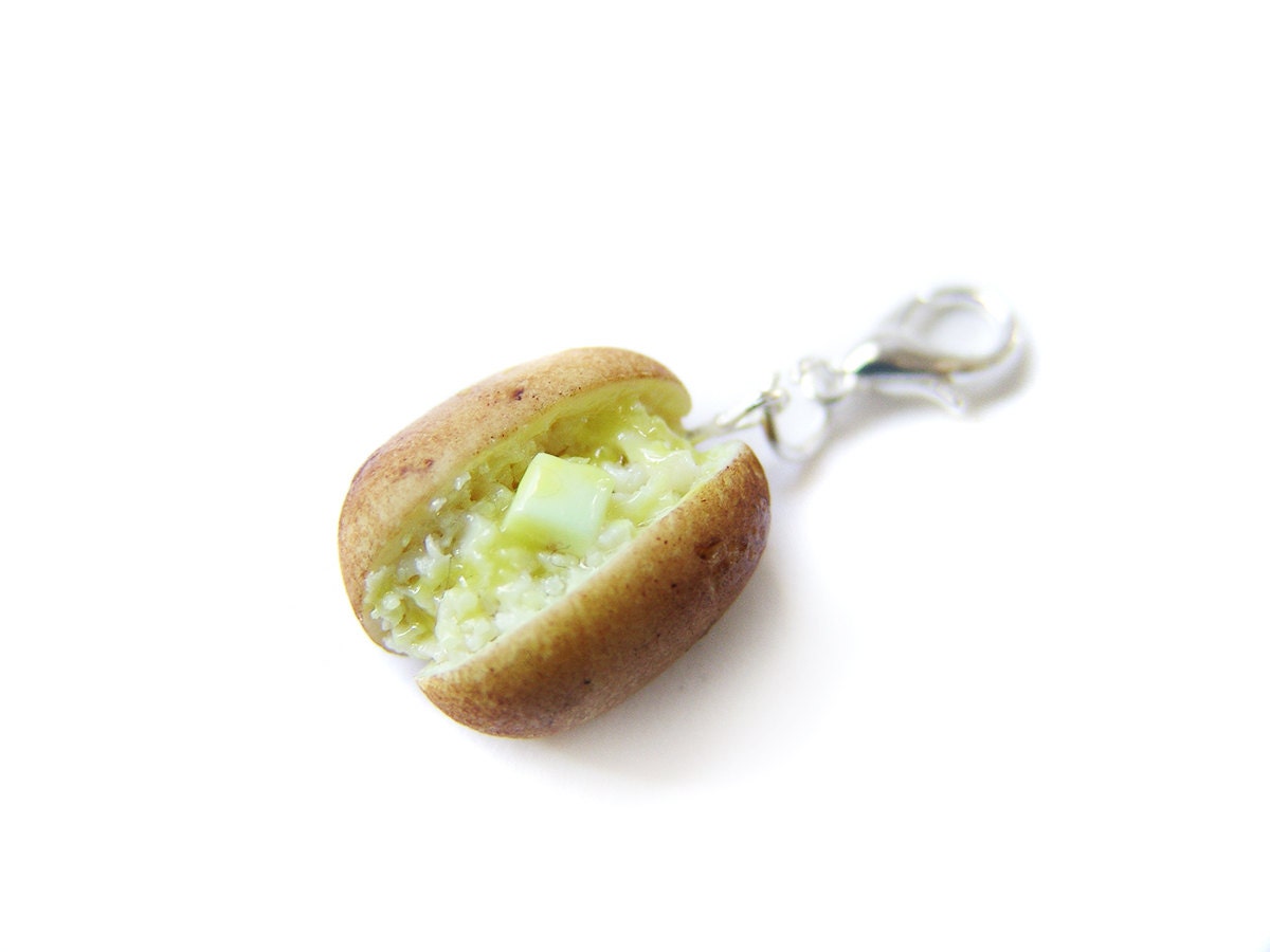 Baked Potato Charm, Polymer Clay Potato, Miniature Food Jewelry ...