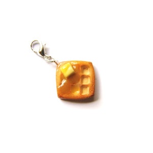 Buttery Syrup Waffle Charm - Miniature Food Jewelry - Polymer Clay ...