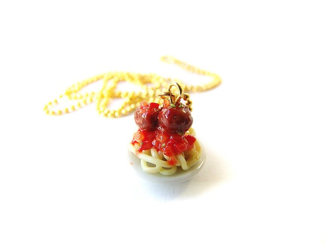 Spaghetti and Meatballs Necklace, Polymer Clay Spaghetti, Miniature ...