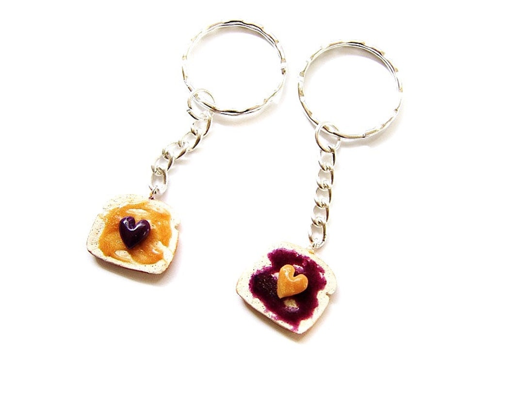 Peanut Butter and Grape Jelly Key Chains, Polymer Clay Peanut Butter ...