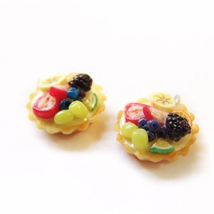 Fruit Tart Charm, Miniature Food Jewelry, Polymer Clay Fruit Tart ...