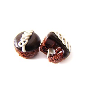 Swirl Cream Cake Chocolate Cupcake Earrings, Miniature Food Jewelry ...