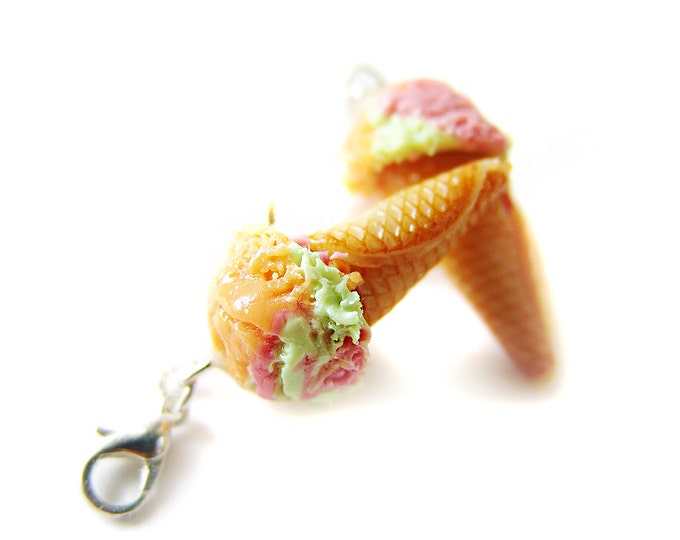 Rainbow Sherbet Ice Cream Charm, Miniature Food Jewelry, Polymer Clay ...