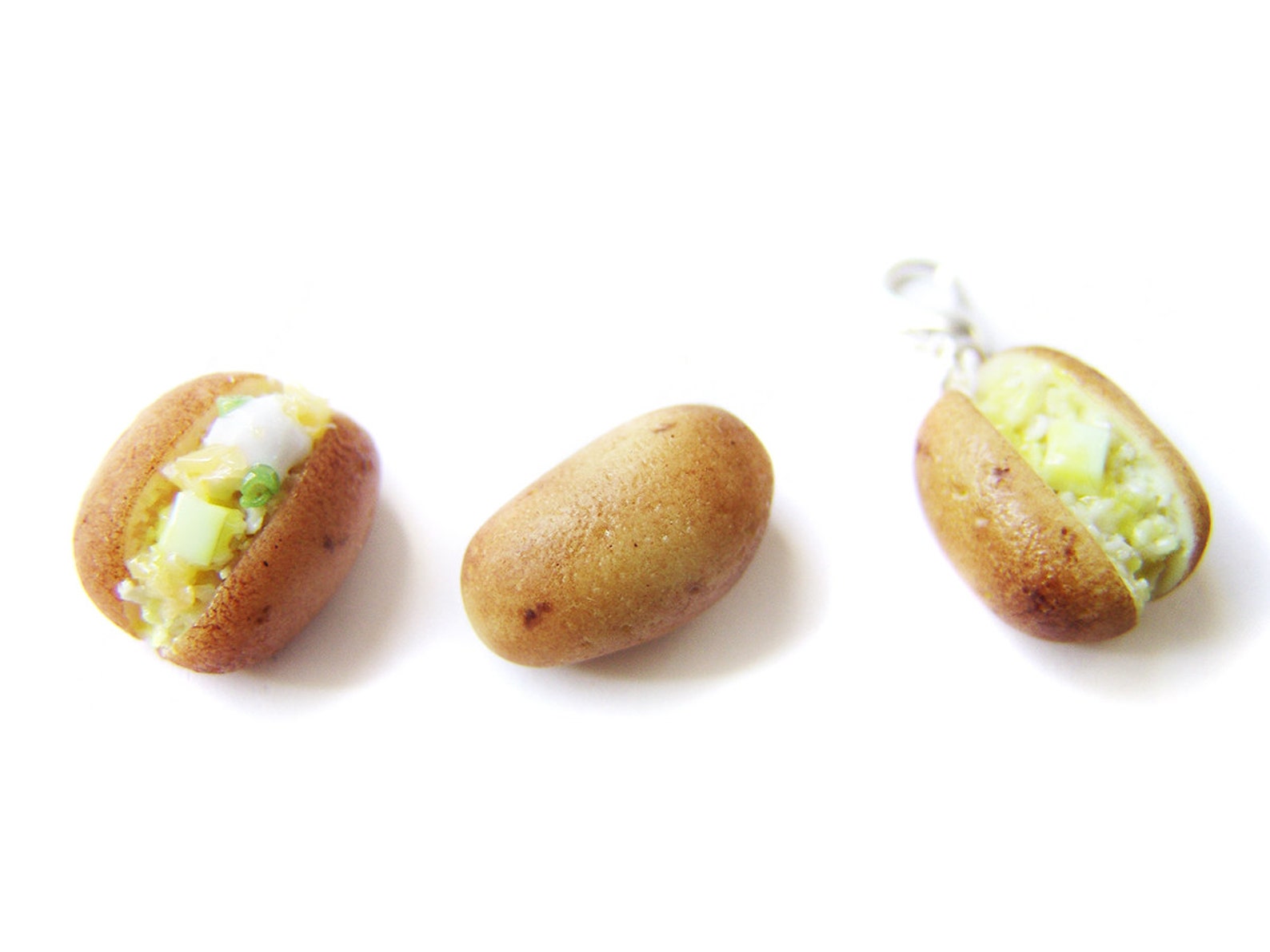 Baked Potato Charm, Polymer Clay Potato, Miniature Food Jewelry ...
