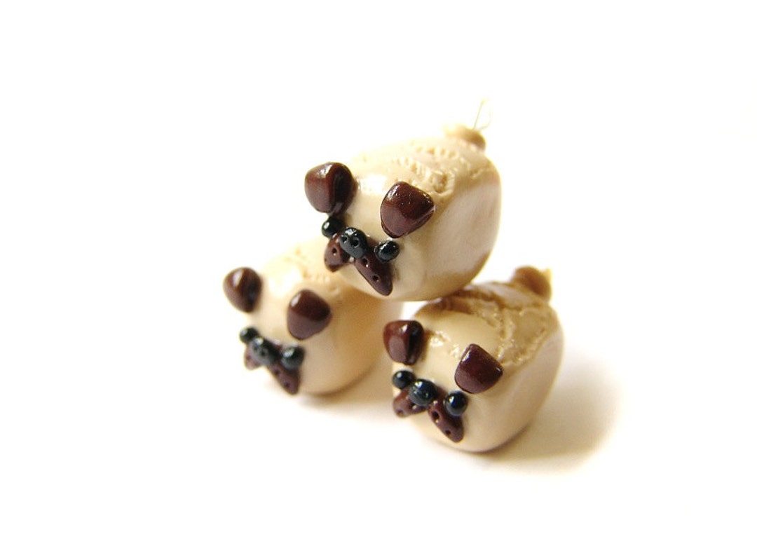 Pug Loaf Fawn Pug Charm, Miniature Jewelry, Polymer Clay Dog Charm the ...