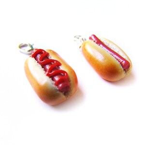Classic Hotdog Charm, Polymer Clay Hot Dog, Miniature Food Jewelry ...