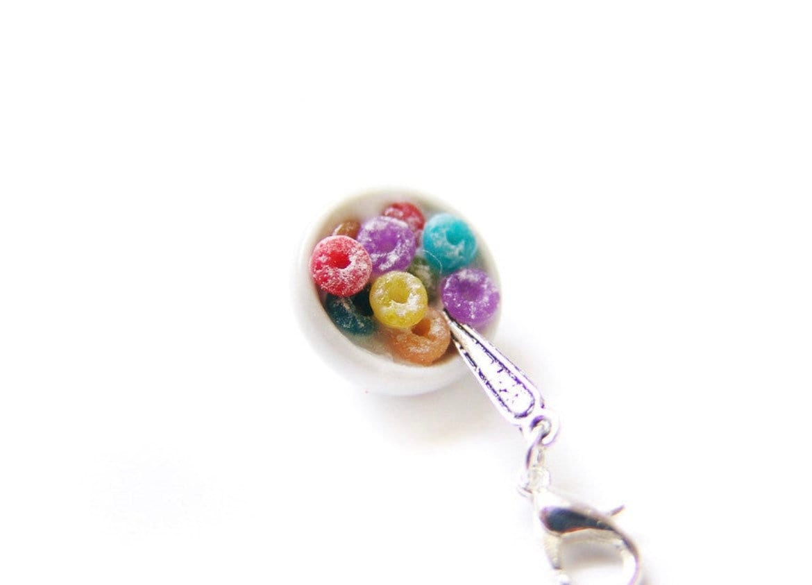 Fruity Cereal Charm, Polymer Clay Breakfast Bowl of Fruited Loop Cereal ...
