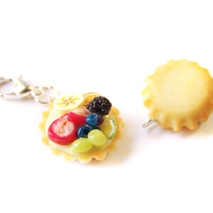 Fruit Tart Charm, Miniature Food Jewelry, Polymer Clay Fruit Tart ...