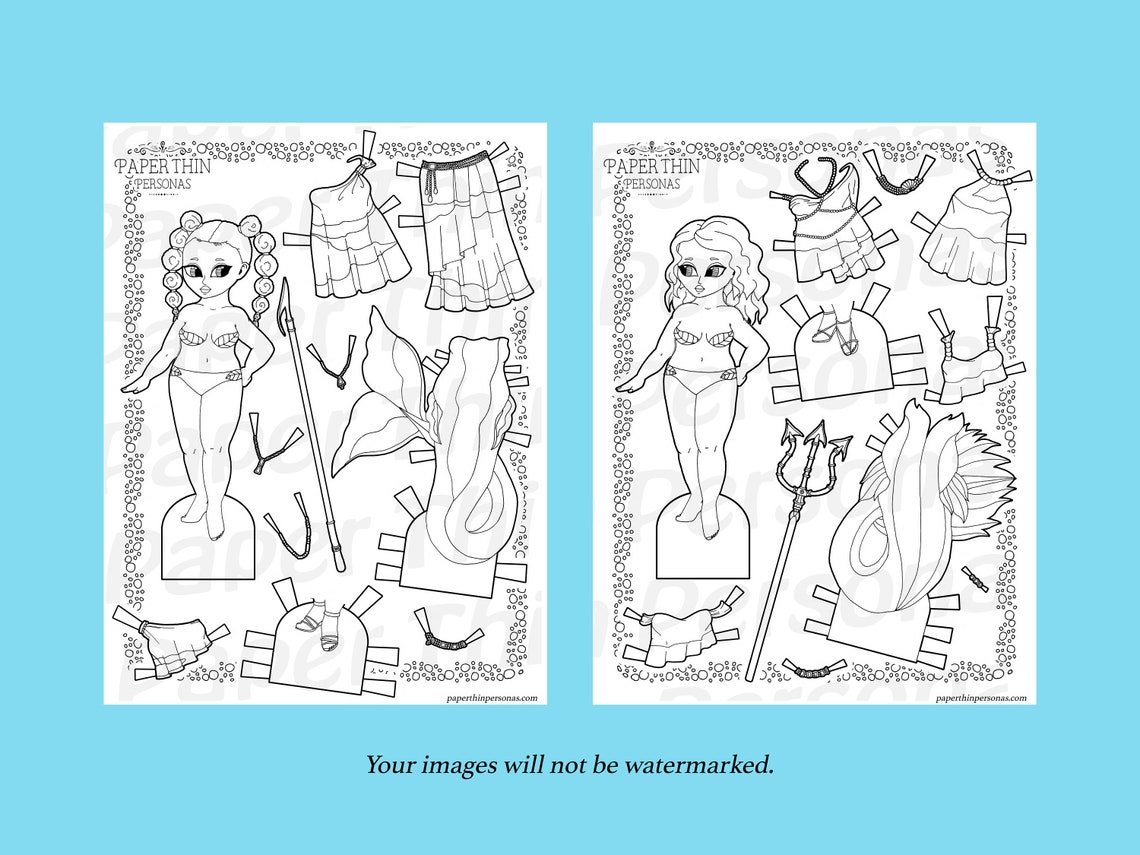 Printable Mermaid Coloring Book PDF Mermaid Printable Paper - Etsy