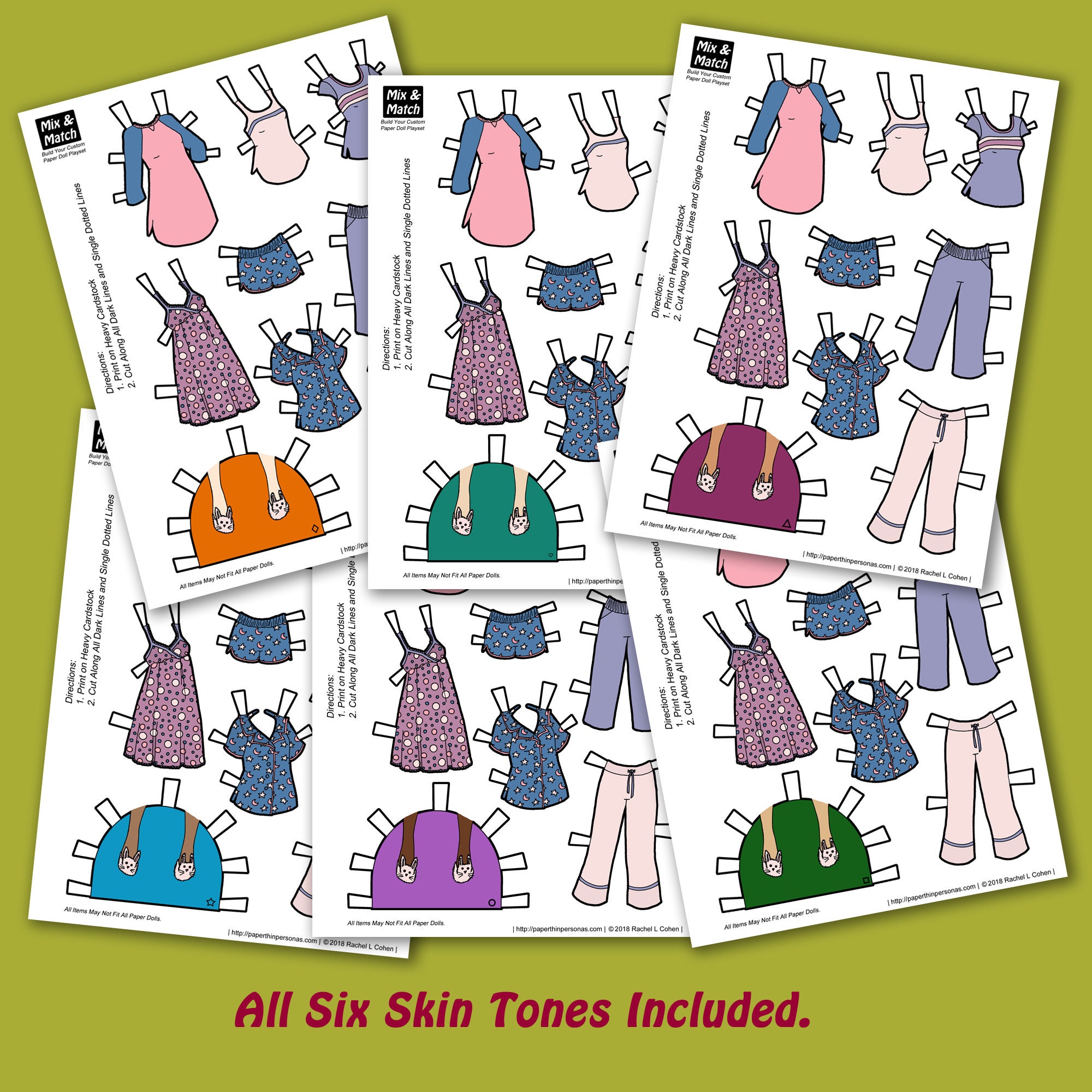 Slumber Party Paper Doll Printable, Printable Sleepover Paper Doll ...