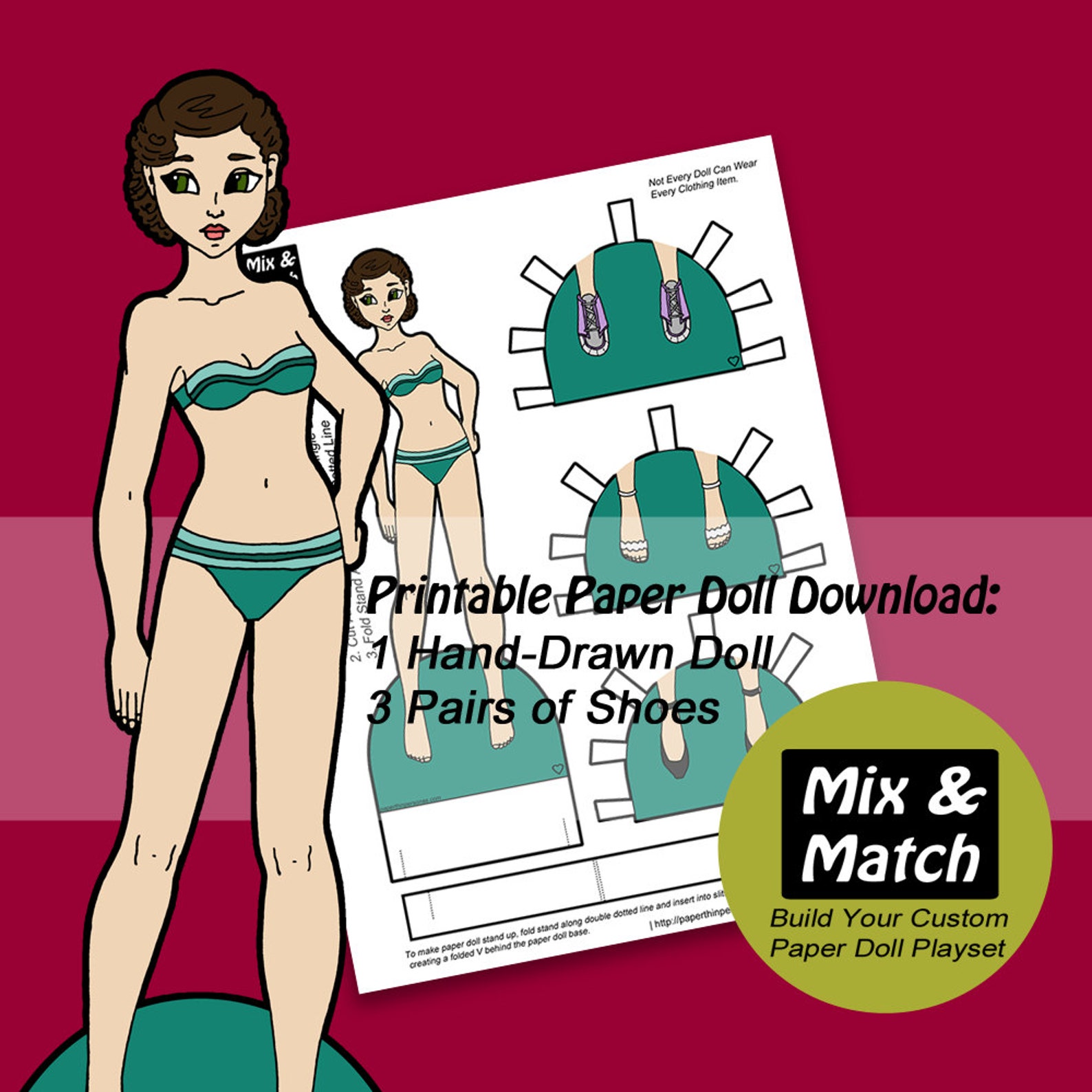 Paper Doll Printable Dress Up Paper Doll Paper Doll Etsy