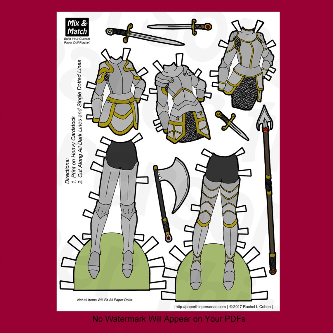 Knight & Lady Warrior Paper Doll Armor Clothing (digital Download) - Etsy