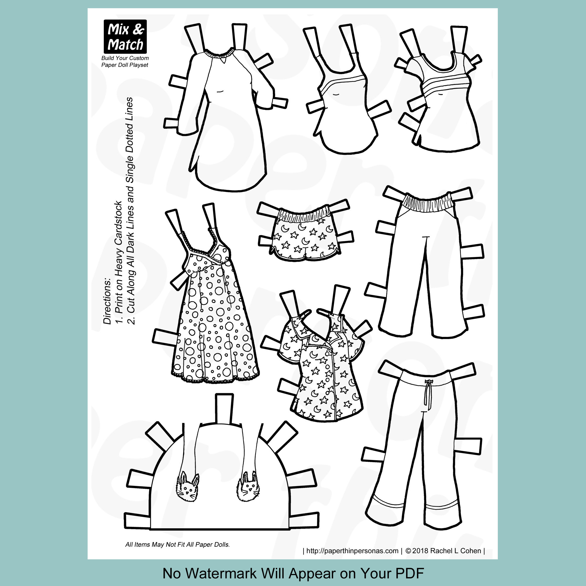 Printable Paper Doll Sleepover Set: Coloring Pages (digital Download ...