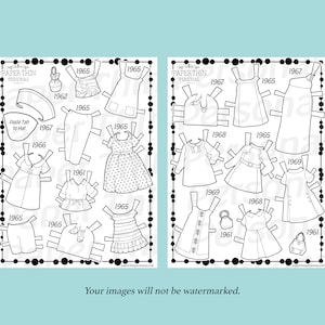 1960s Printable Paper Doll Coloring Book PDF Kids Coloring - Etsy Australia