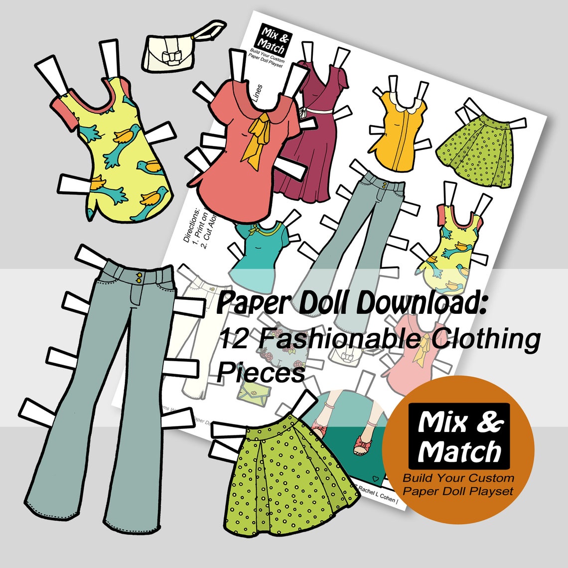 Downloadable Paper Doll Clothing Printable Kids Craft Scrapbooking ...