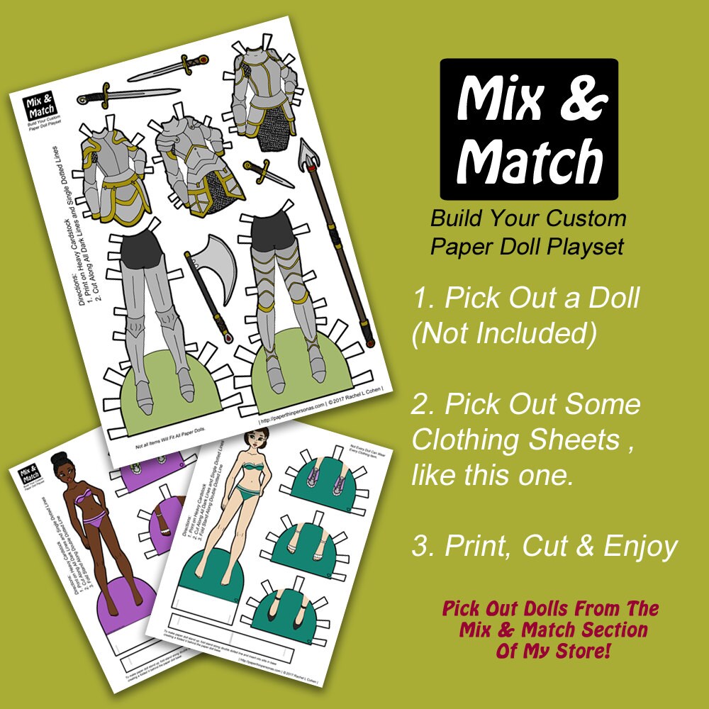 Knight & Lady Warrior Paper Doll Armor Clothing (digital Download) - Etsy