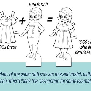 1960s Printable Paper Doll Coloring Book PDF Kids Coloring - Etsy Australia