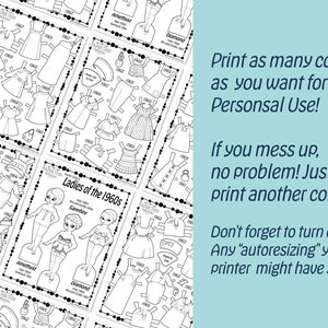 1960s Printable Paper Doll Coloring Book PDF Kids Coloring - Etsy Australia