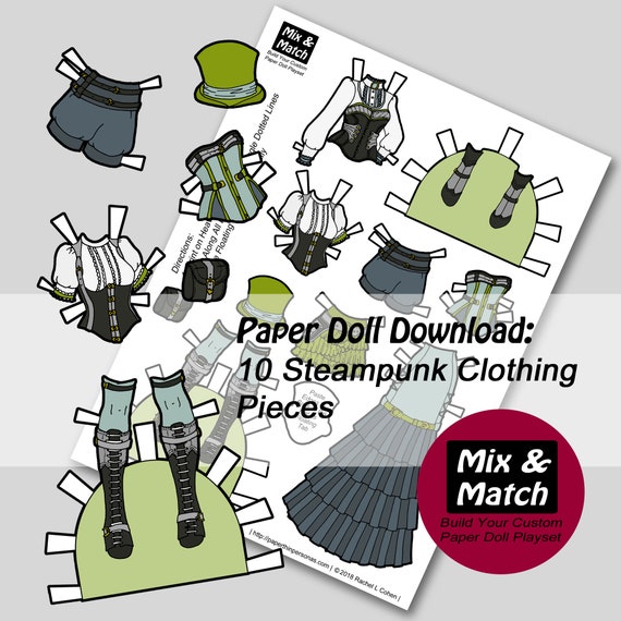 Steampunk Paper Doll Printable Digital Download Steampunk - Etsy
