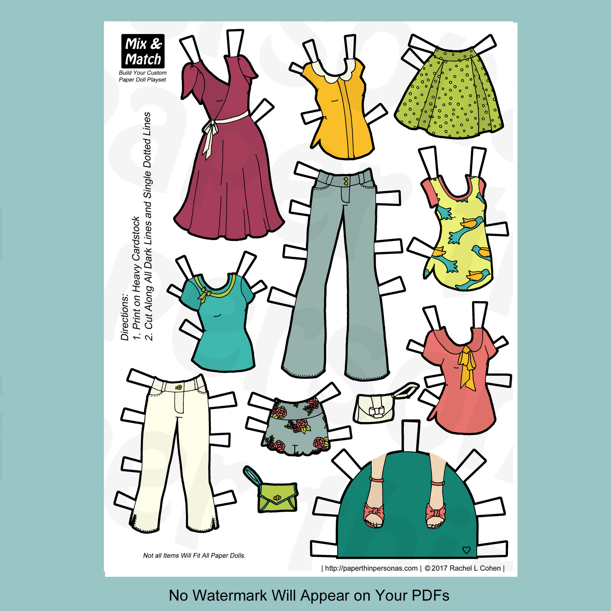 Downloadable Paper Doll Clothing Printable Kids Craft Scrapbooking ...