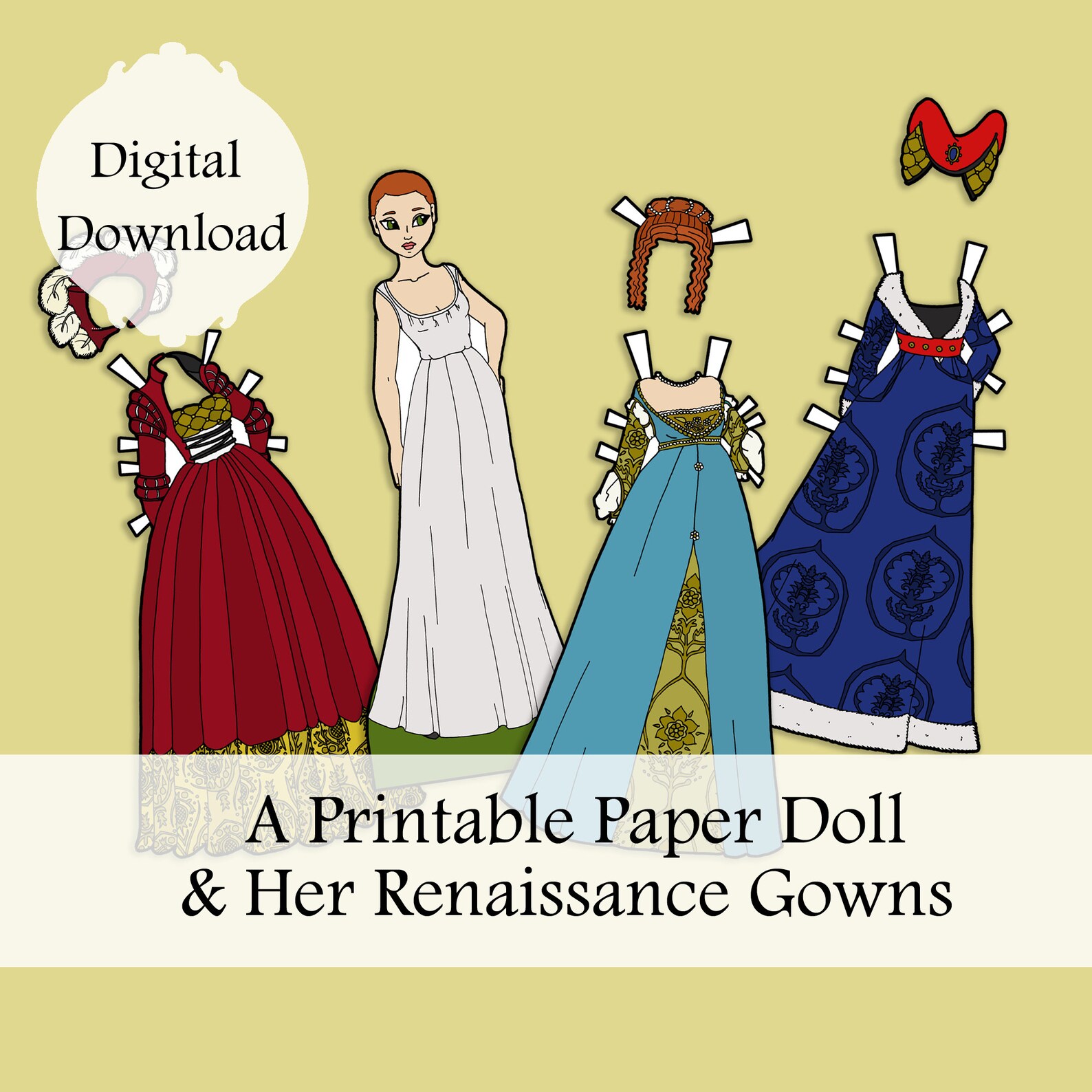 Renaissance Fashion Paper Doll Printable Paper Doll Medieval | Etsy