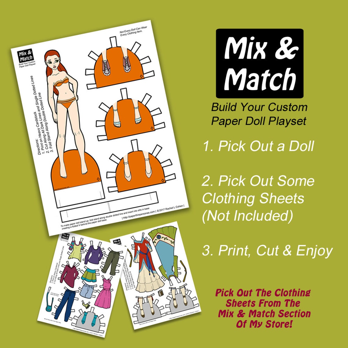 Paper Doll Printable Digital Download Dress up Paper Doll Girl Paper ...