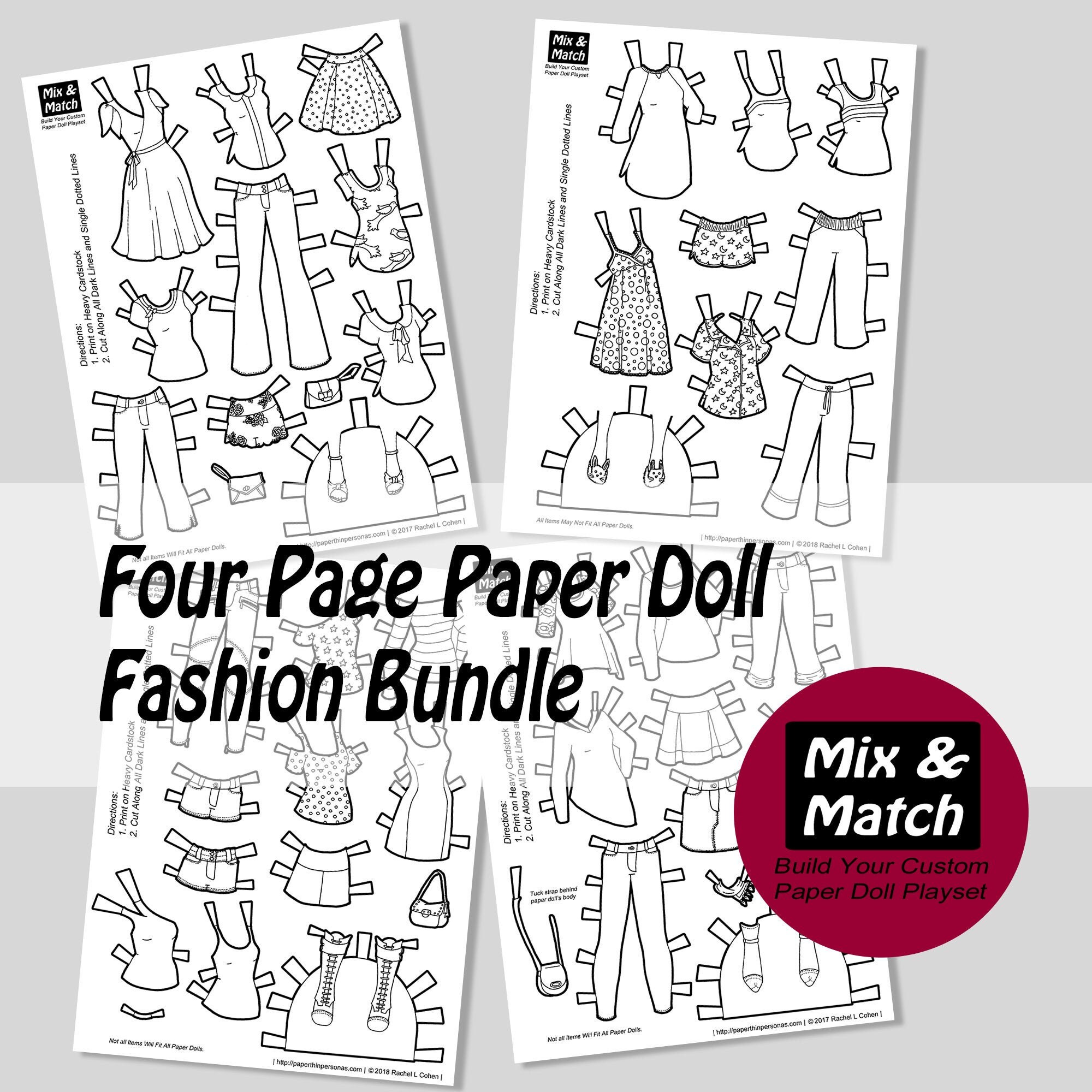 Paper Doll Coloring Book PDF for Kids, Printable Paper Dolls, Fashion ...
