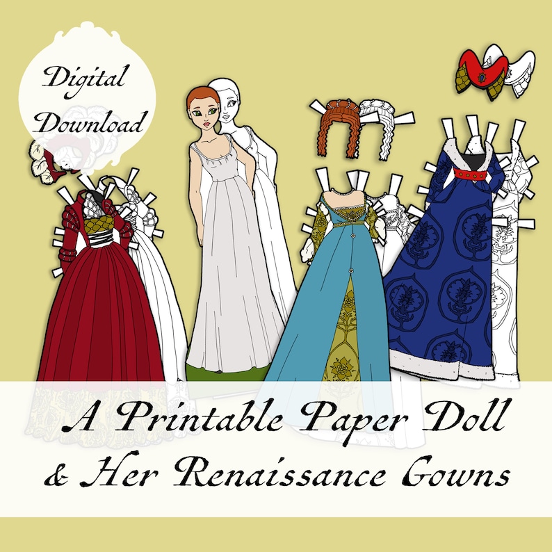 Renaissance Printable Paper Doll Kid's Renaissance Faire - Etsy New Zealand
