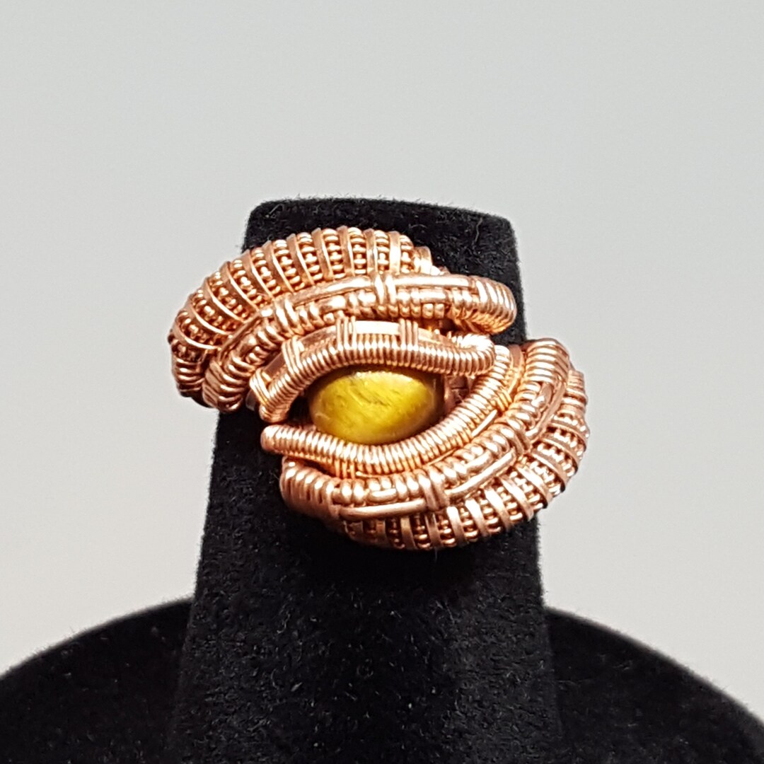 Tigers Eye Copper Ring Size 4 1/4, Wire Wrapped, Handmade, Art, Jewelry ...