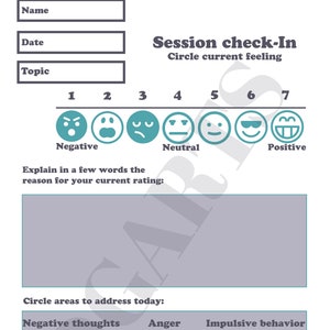 Therapy Session Check-in Sheet, Mental Health Worksheet, Counseling ...