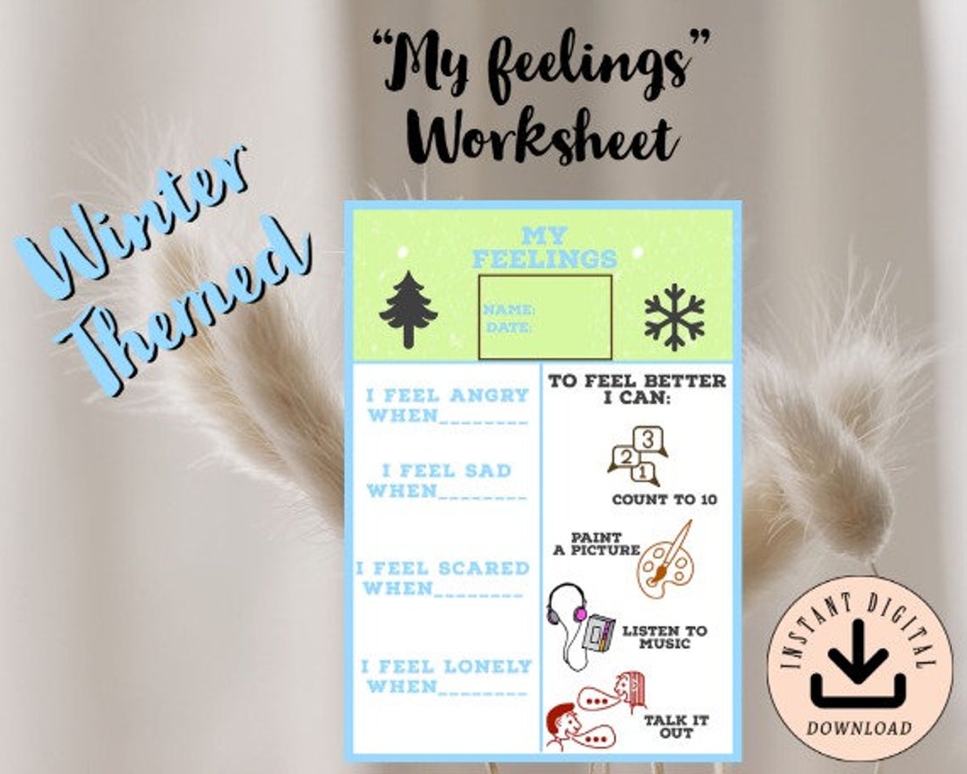 Winter Feelings Worksheets, Coping Skills, Therapy Worksheet for Kids ...