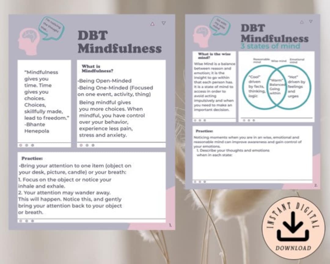 DBT Mindfulness Handouts, DBT Therapy, Digital Prints - Etsy