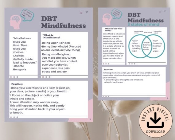 DBT Mindfulness Handouts DBT Therapy Digital Prints - Etsy Australia