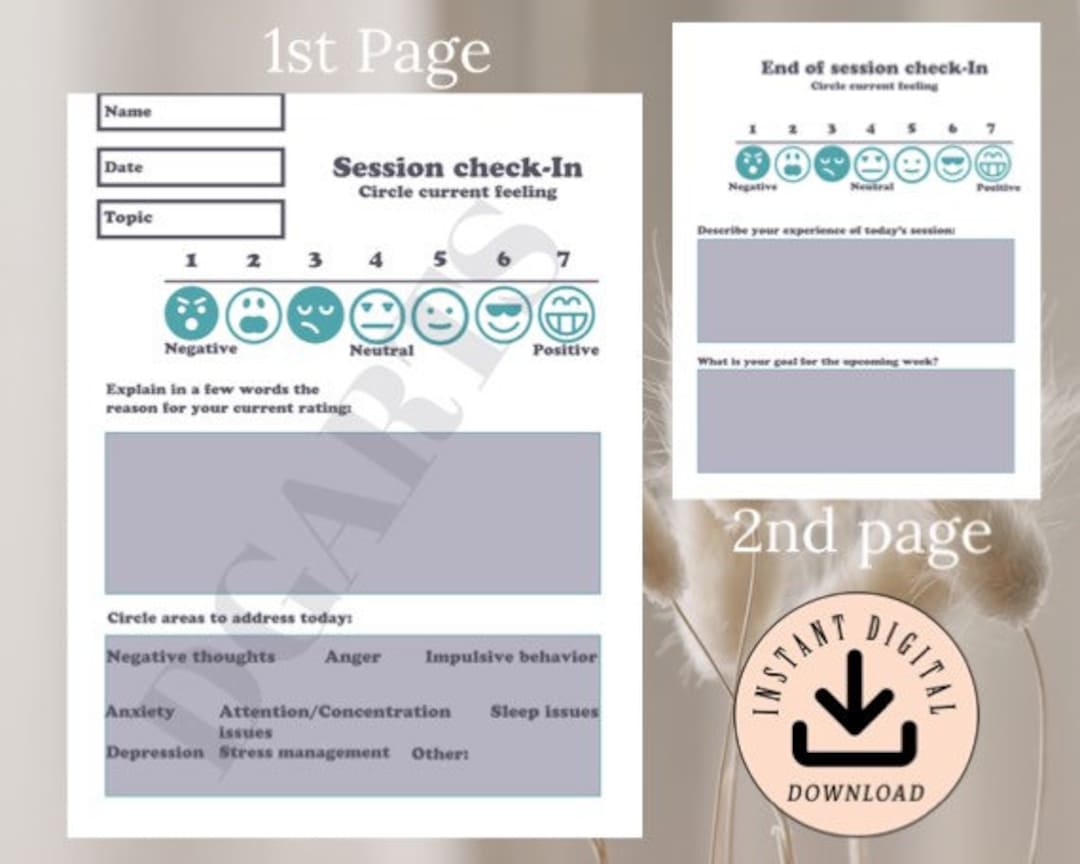 Therapy Session Check-in Sheet, Mental Health Worksheet, Counseling ...