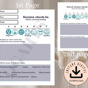 Therapy Session Check-in Sheet, Mental Health Worksheet, Counseling ...