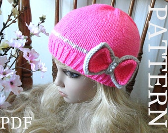 Knitting Pattern Hat Girl Pattern Knit Womens Hat Knitted Hats | Etsy