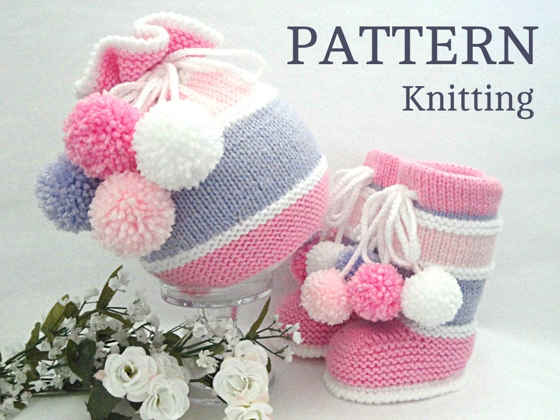 Knitting PATTERN Baby Set Knitted Baby Hat Baby Booties Baby Boy Baby ...