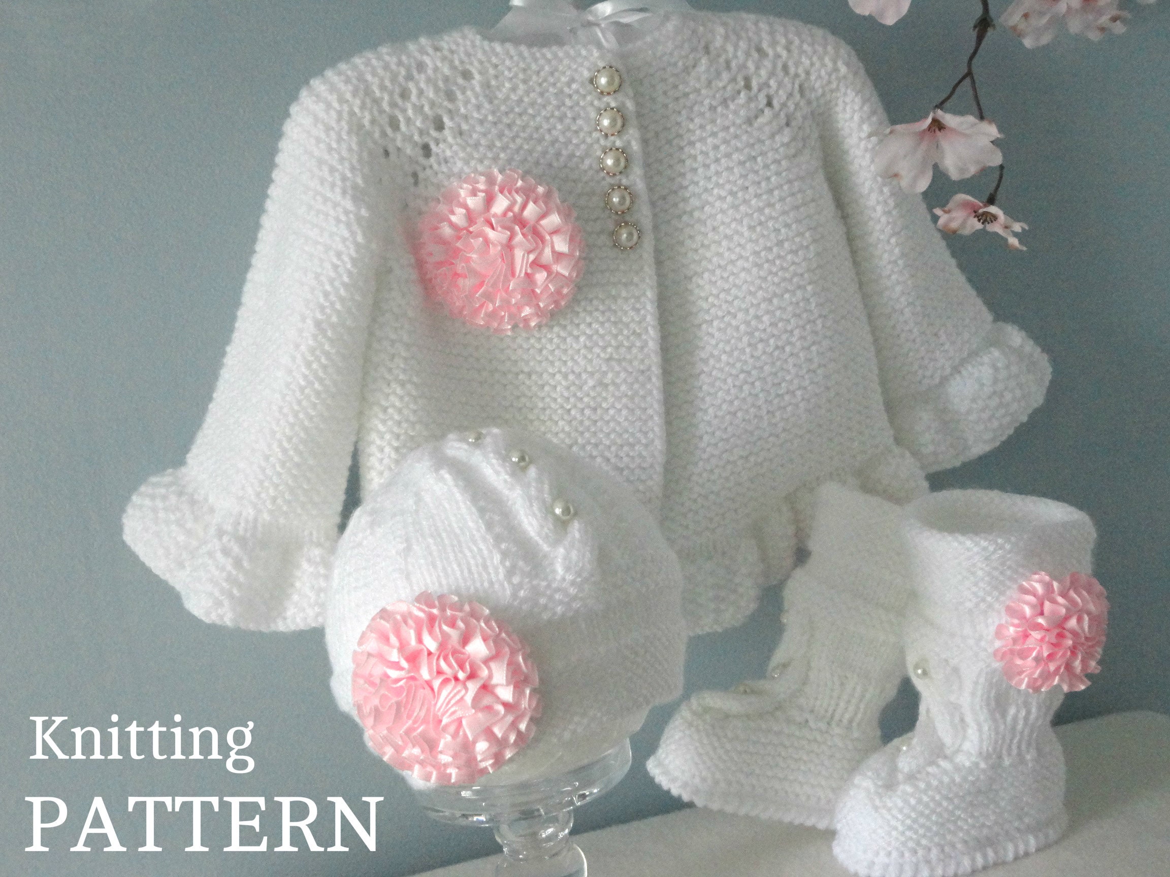 Knitting PATTERN Baby Girl Outfit Baby Jacket Knitted Baby | Etsy