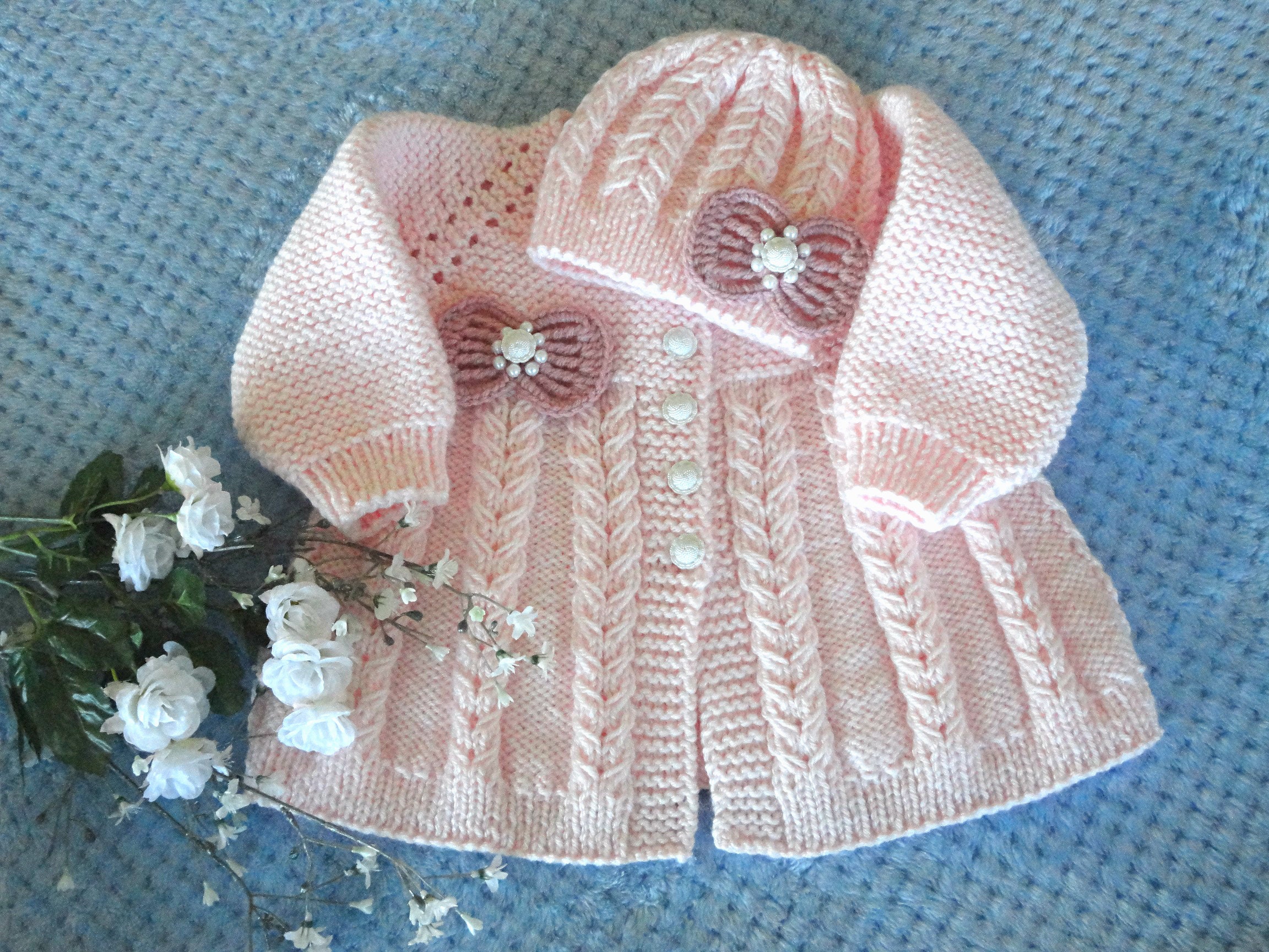Knitting PATTERN Baby Jacket Knitted Baby Cardigan Knitted Cables Baby ...